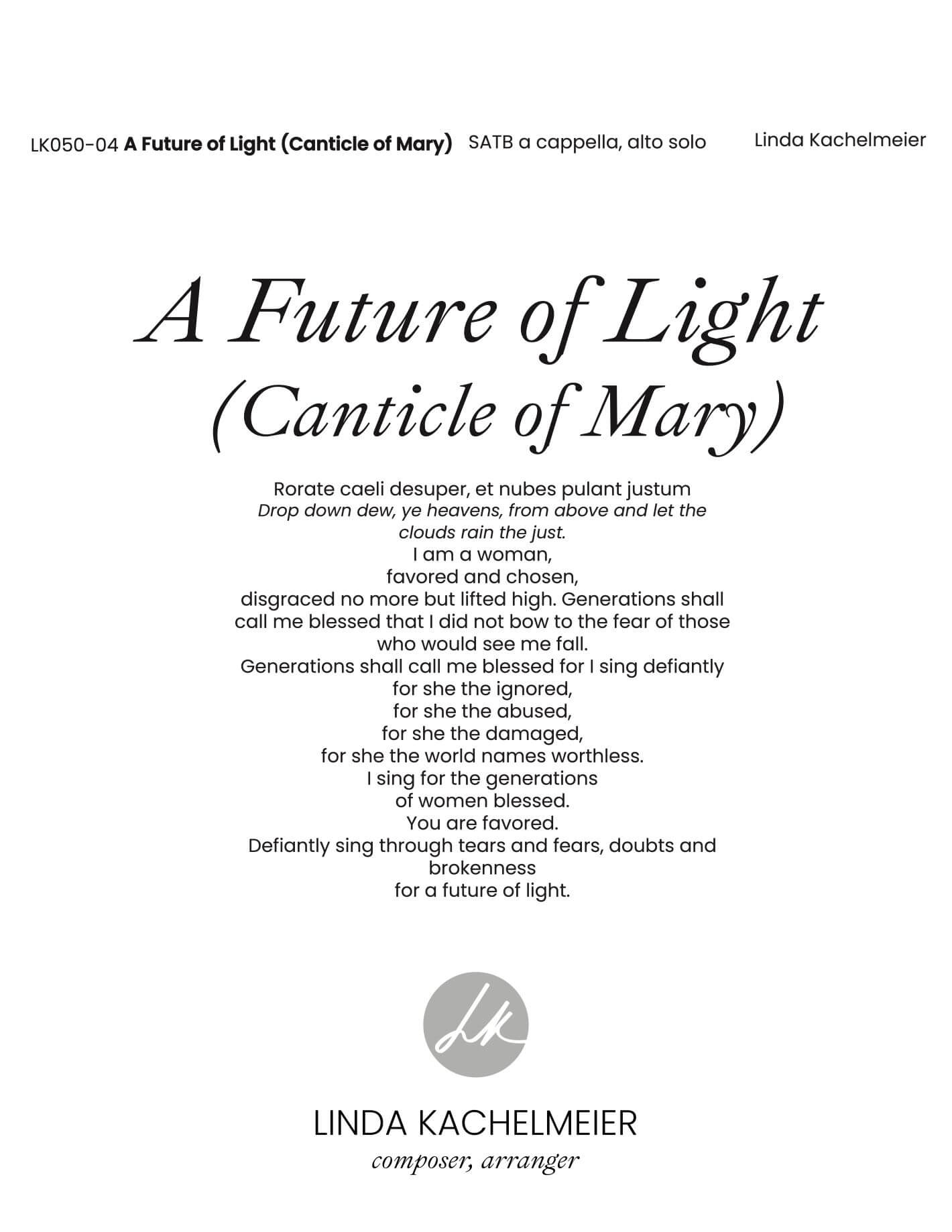 A Future Of Light Canticle Of Mary Linda Kachelmeier A Future Of Light Canticle Of Mary Linda Kachelmeier
